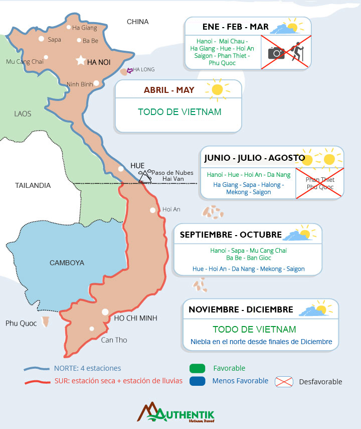 ¿Cuándo viajar a Vietnam? El clima de Vietnam en panorama ¿Cuándo viajar a Vietnam? El clima de Vietnam en panorama